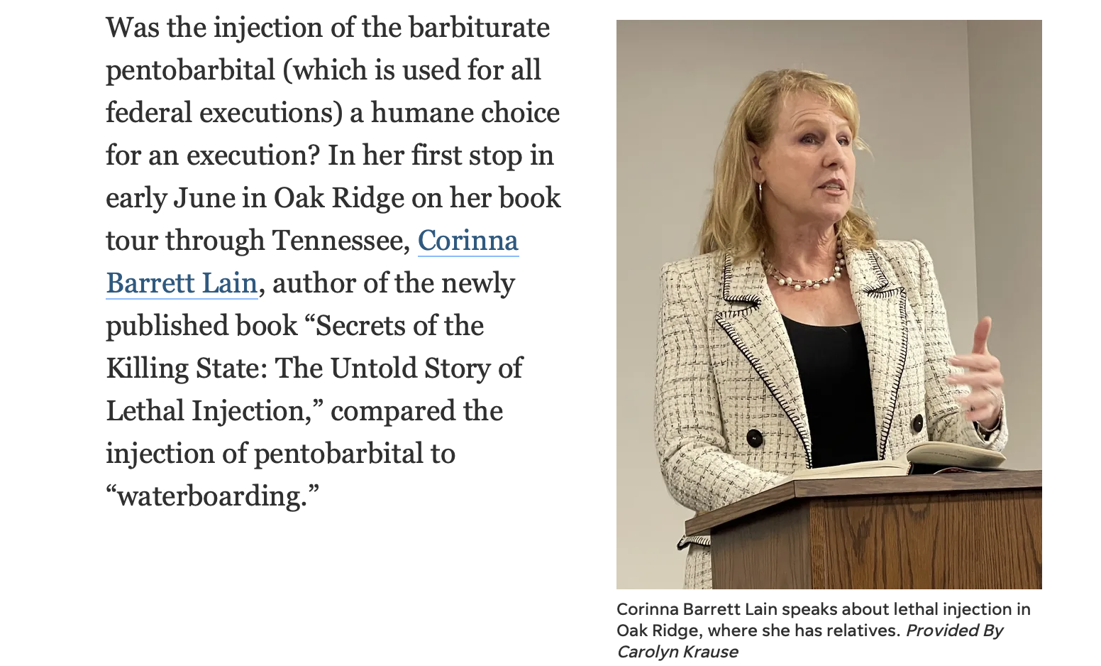Book author slams Tennessee'sdrug choice for executions